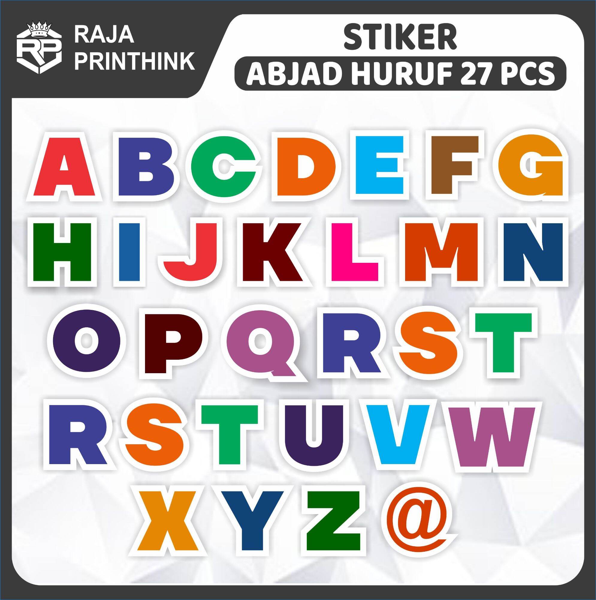 Sticker Stiker Alphabet Berhitung Angka Huruf Abjad (Isi 27 PCS ...