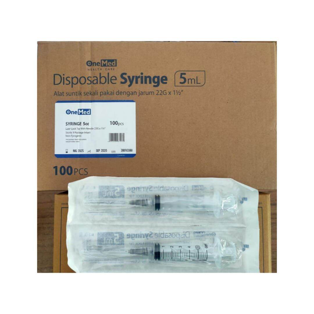 Spuit Syringe Disposable 5cc 5ml Onemed Harga Satuan Per Box | Lazada ...