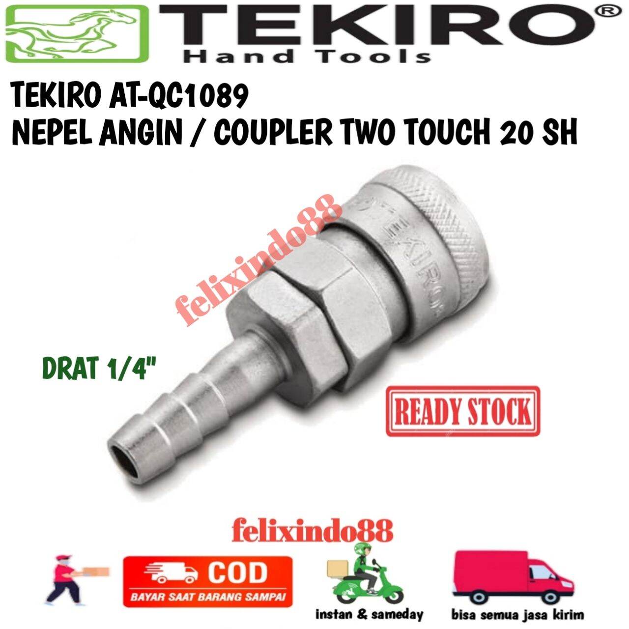 TEKIRO AIR QUICK COUPLER TWO TOUCH 20 SH / NEPEL ANGIN KOPLER 1/4 ...