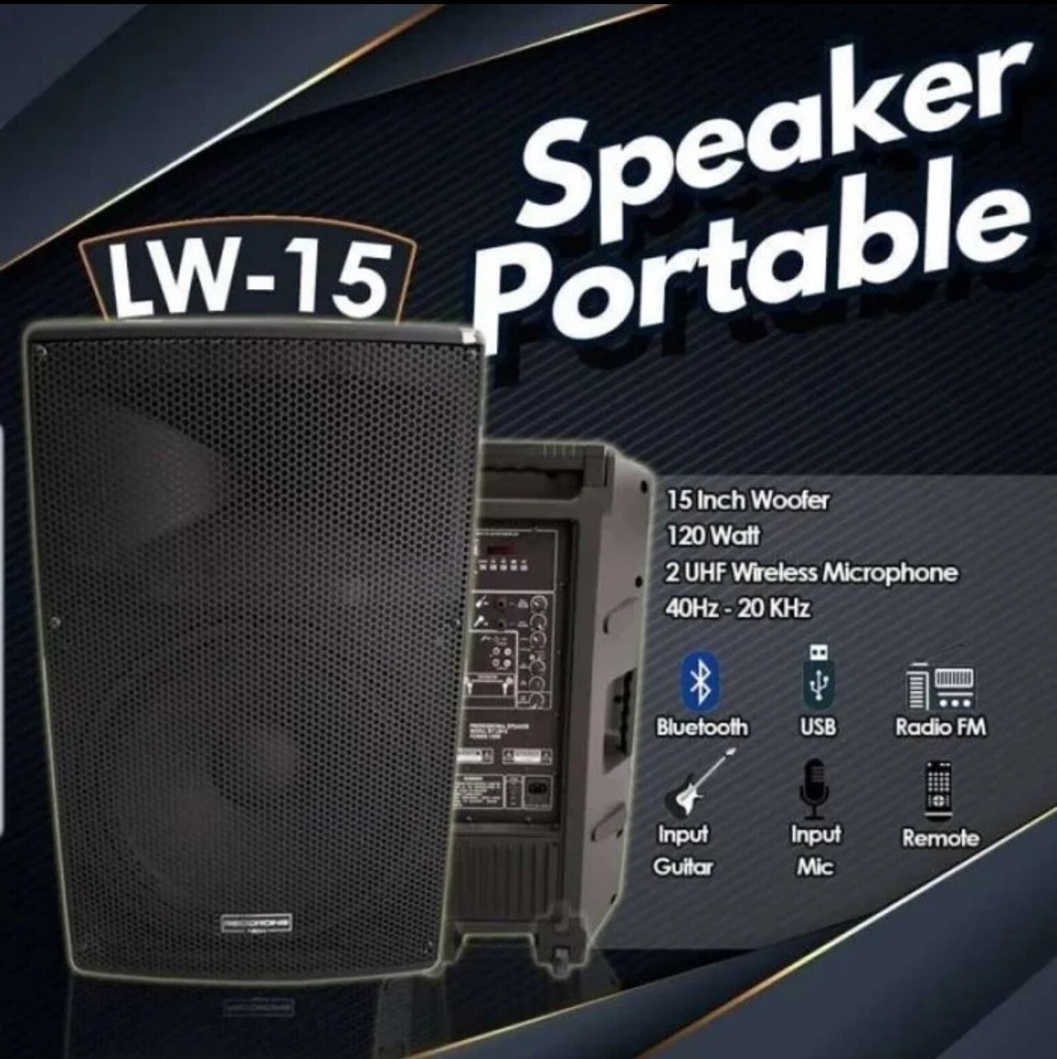 RecordingTech LW15 Portable Speaker 15" with 2 wireless microphone | Lazada Indonesia