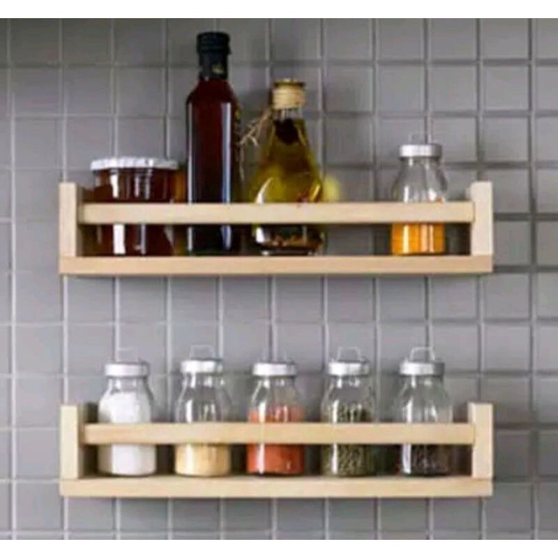 rak bumbu kayu dapur aesthetic tempel dinding serbaguna rak bumbu ...