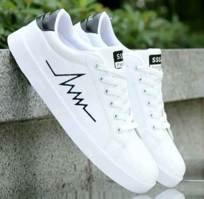 Sepatu putih pria dan wanita kekinian fashion daun | Lazada Indonesia