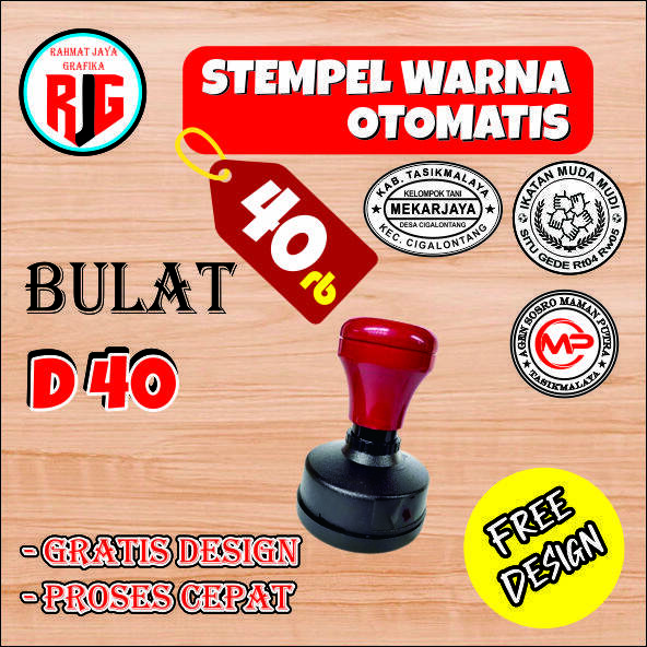 Stempel Flash Otomatis Warna Custom/Nama/Logo Bulat Diameter 40 Murah ...