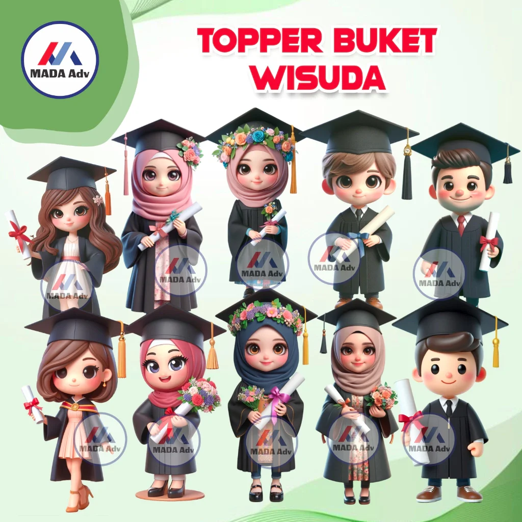 Topper Wisuda isi 10/ Topper Buket Bunga/ Topper Wisuda 3D/ Topper Wisuda Gemoy /Topper Gift dan ...