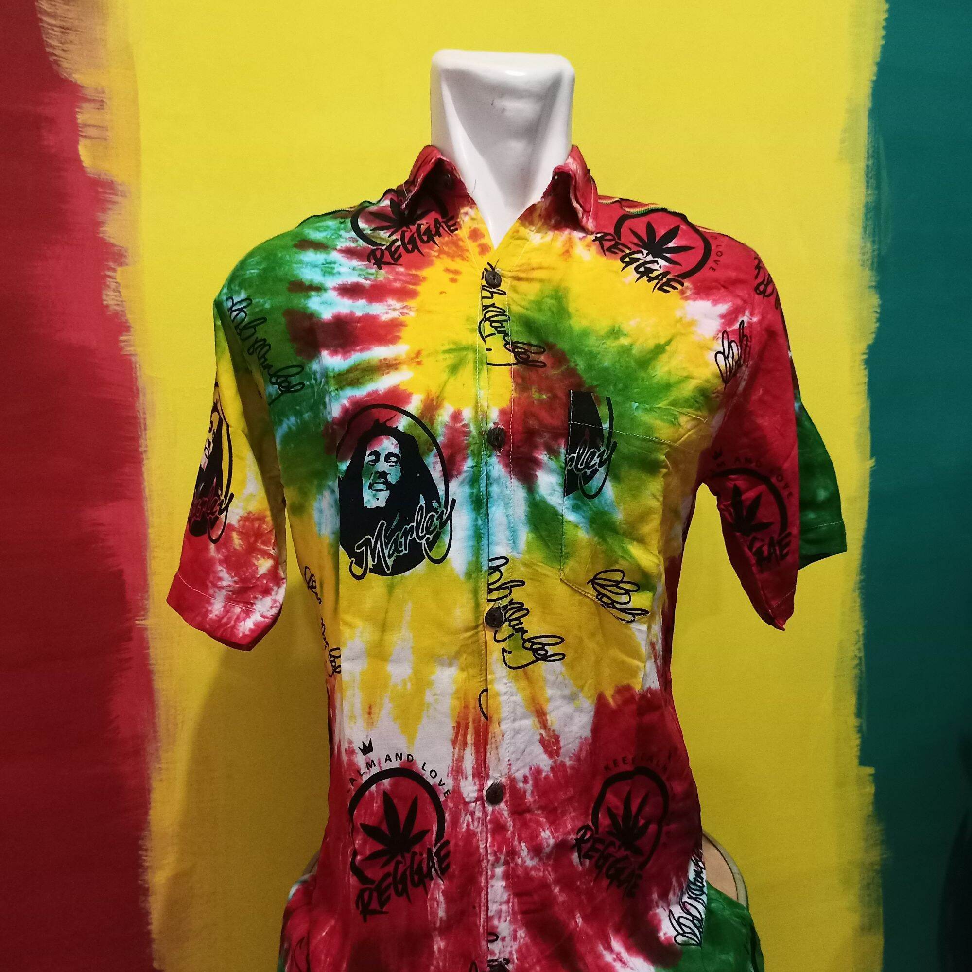 kemeja pantai rasta reggae bob marley gimbal | Lazada Indonesia