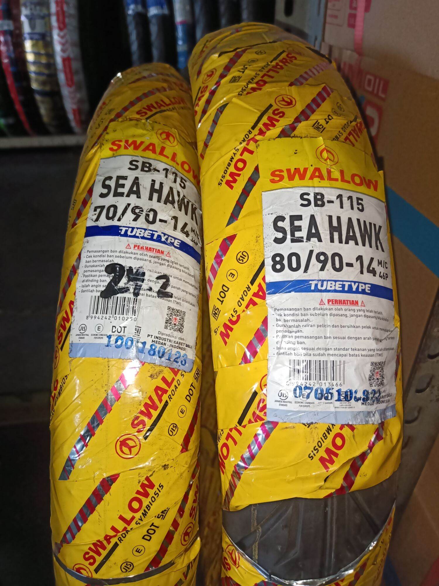 PAKET BAN LUAR MOTOR MERK SWALLOW UKURAN 70/90-14 & 80/90-14 SEAHAWK TUBETYPE ATAU NON TUBELESS ...