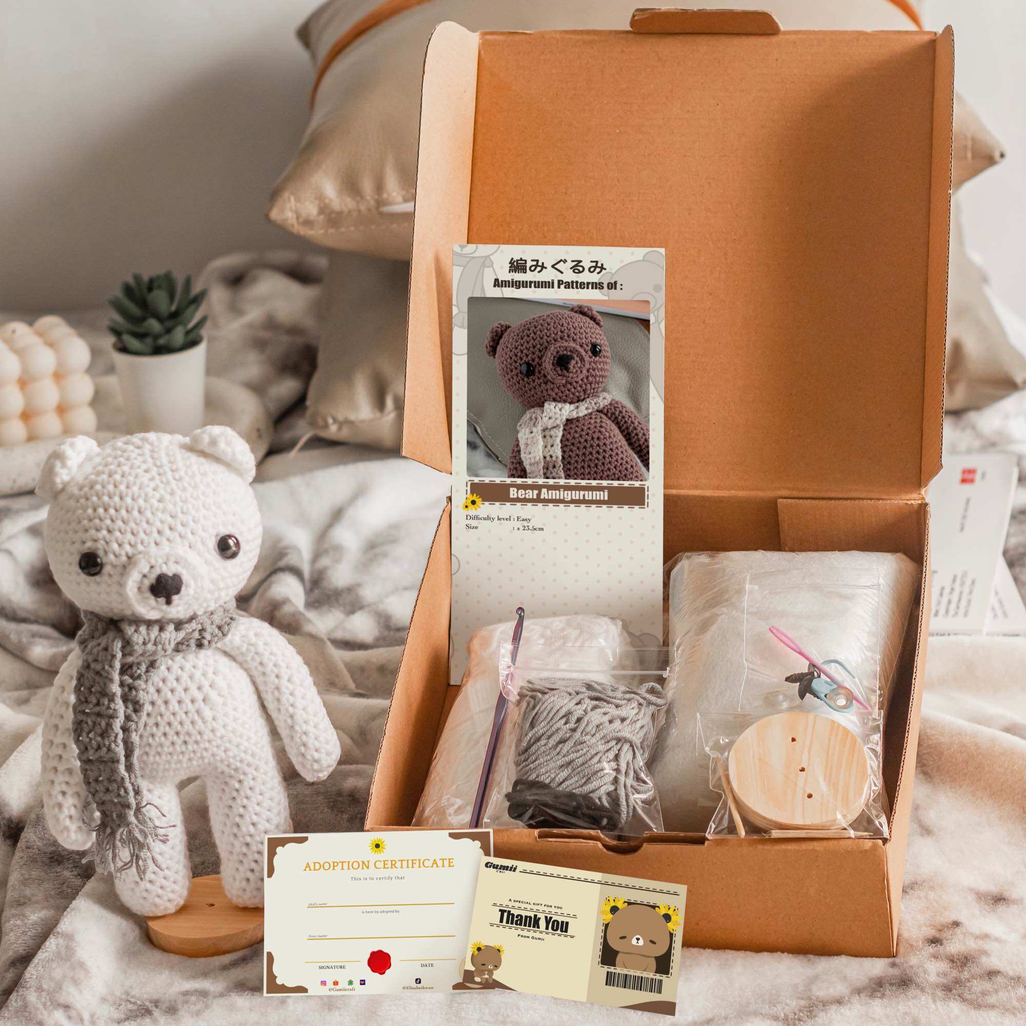 DIY Crochet Bear Amigurumi Kit / Do It Yourself Beruang Rajut Set ...