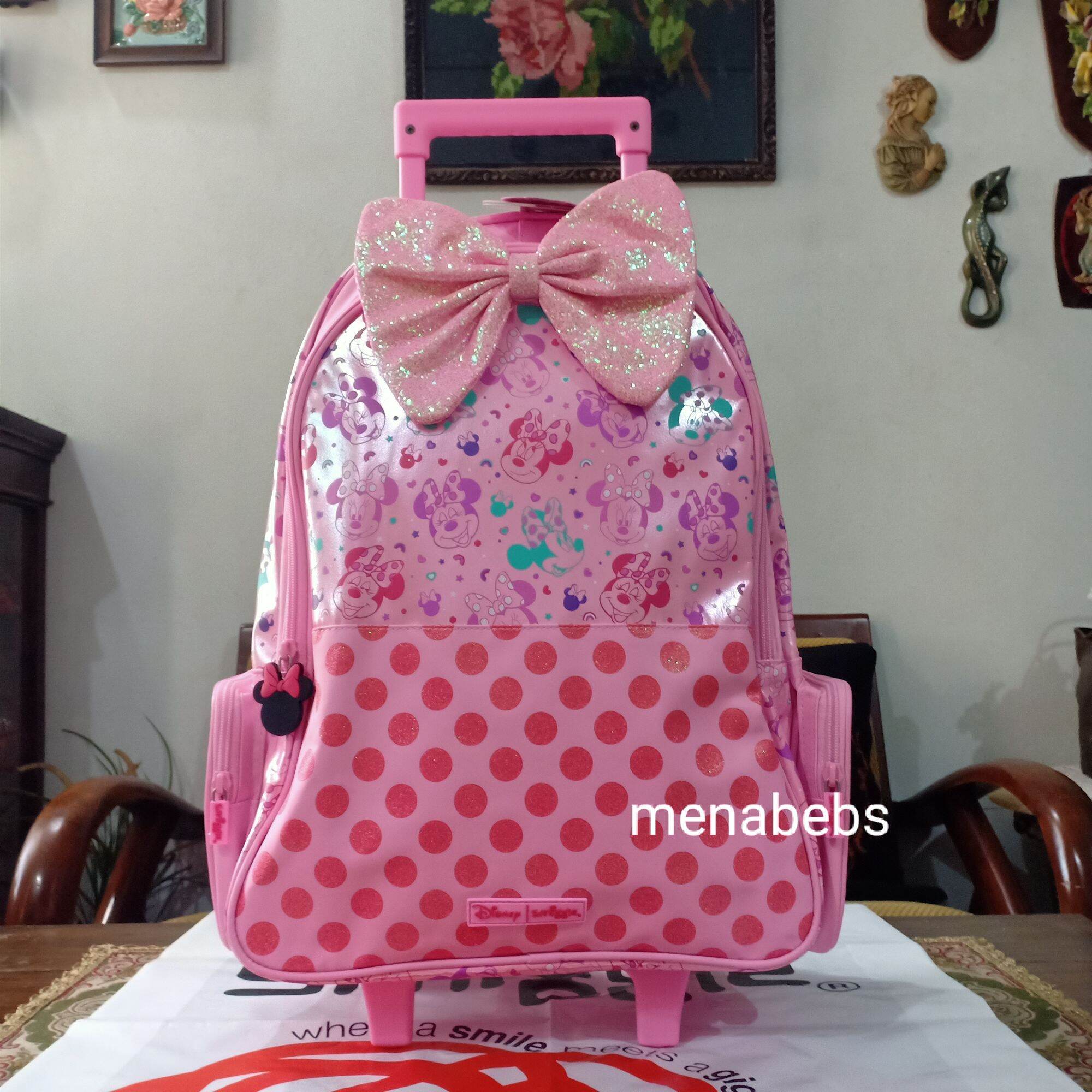 Smiggle Minnie Mouse trolley backpack with light up wheels original ...