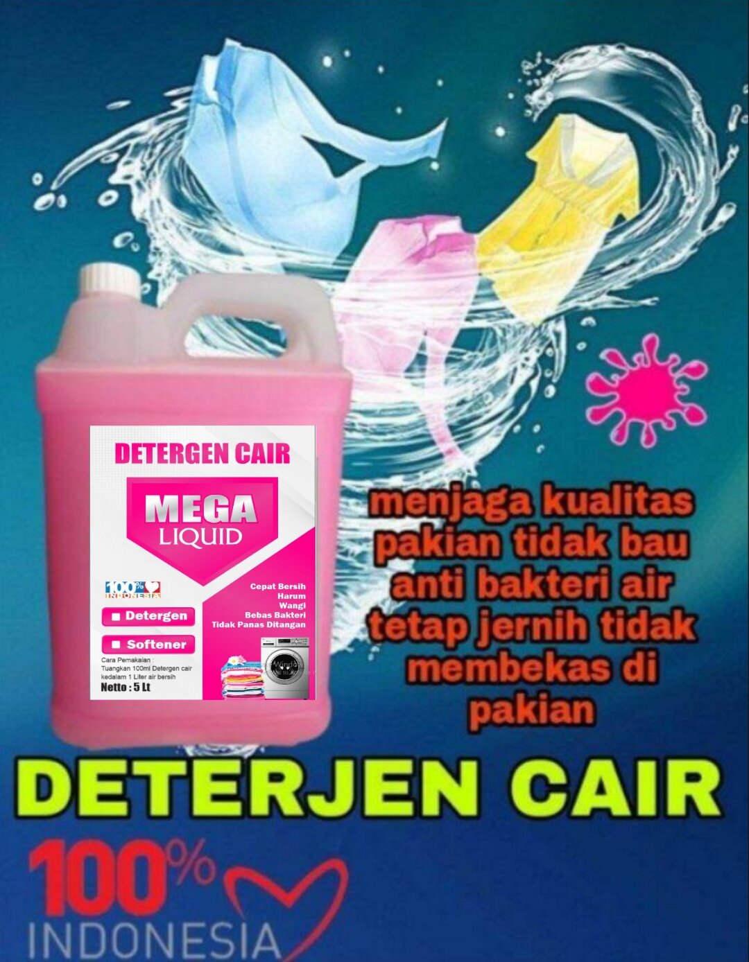deterjen cair pink wangi 5 liter / sabun liquid laundry untuk cuci ...