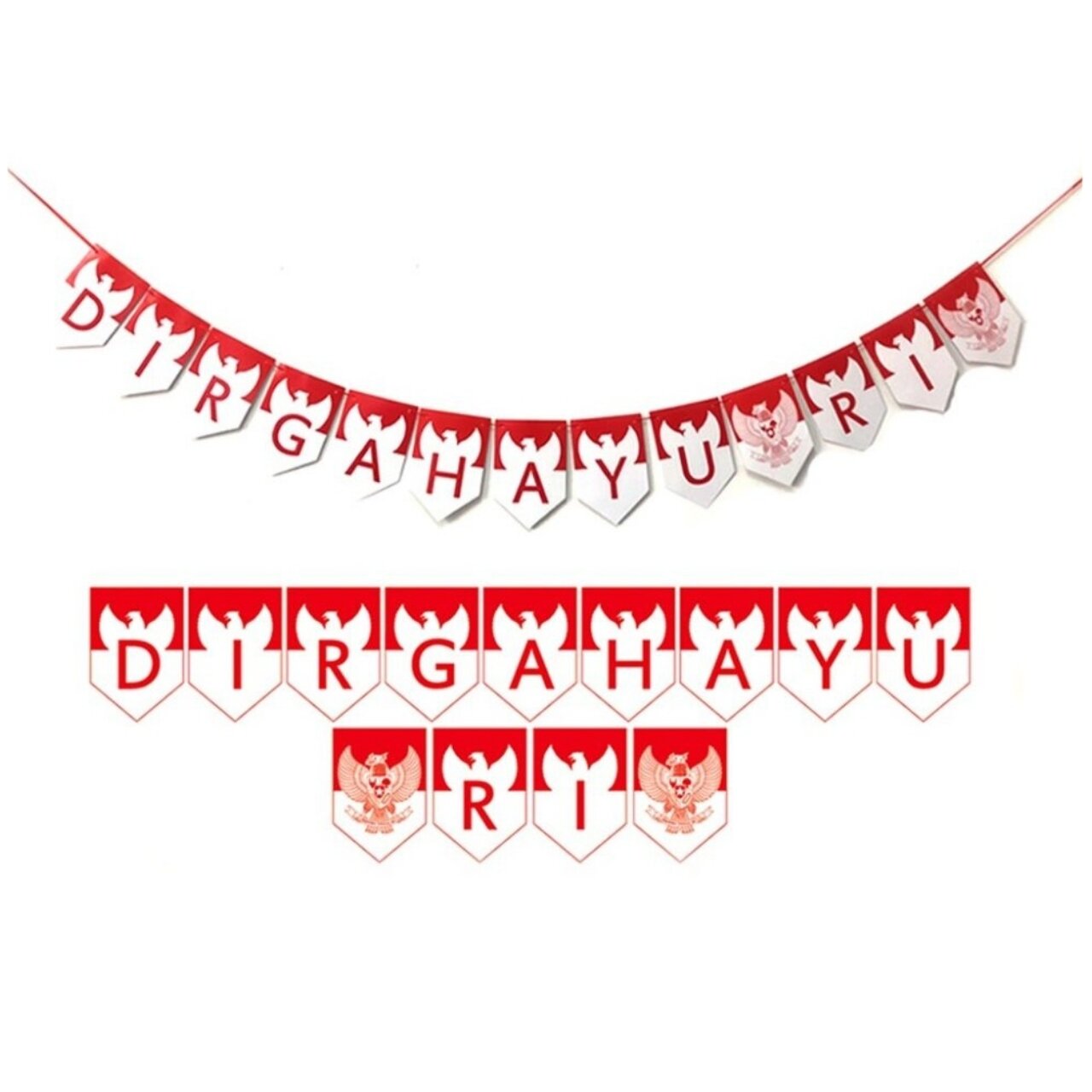 Banner Huruf Segi Lima Merah Putih Dirgahayu RI / Bunting Flag Hiasan ...