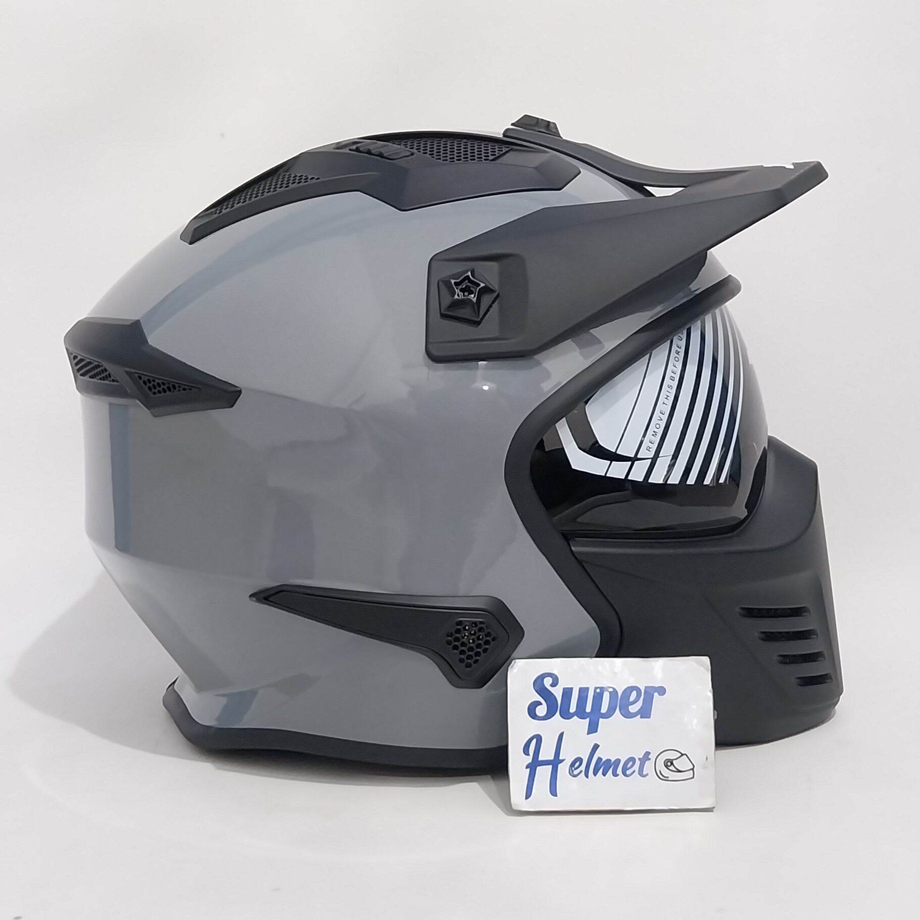 Helm JPX MX 726R polos solid grey glossy (ongkir 2kg) | Lazada Indonesia