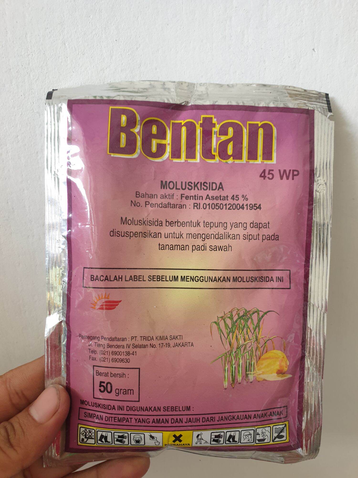 Bentan 45 WP 50gram muluskisida obat keong sawah, siput murbei | Lazada ...