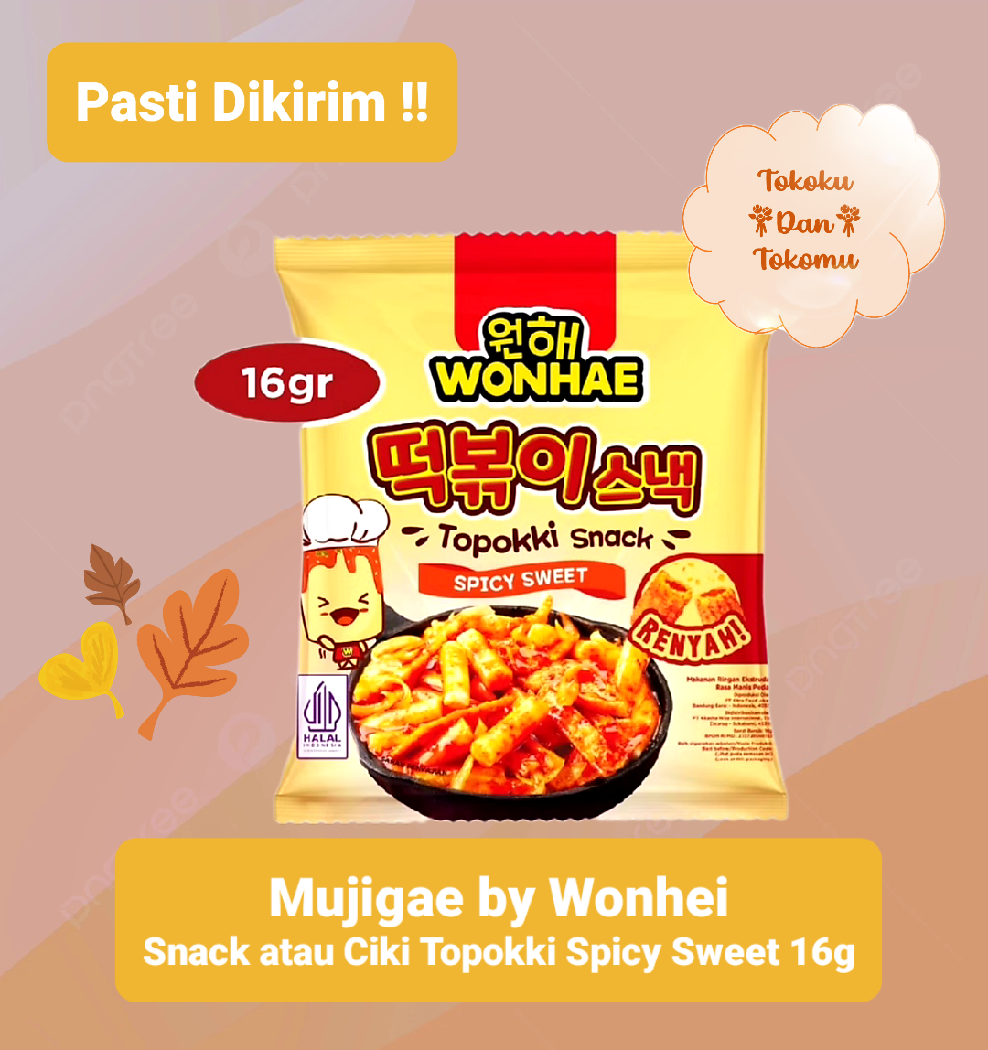 Snack Atau Ciki Korea Topokki Pedas manis atau Spicy Sweet 16g Mujigae ...