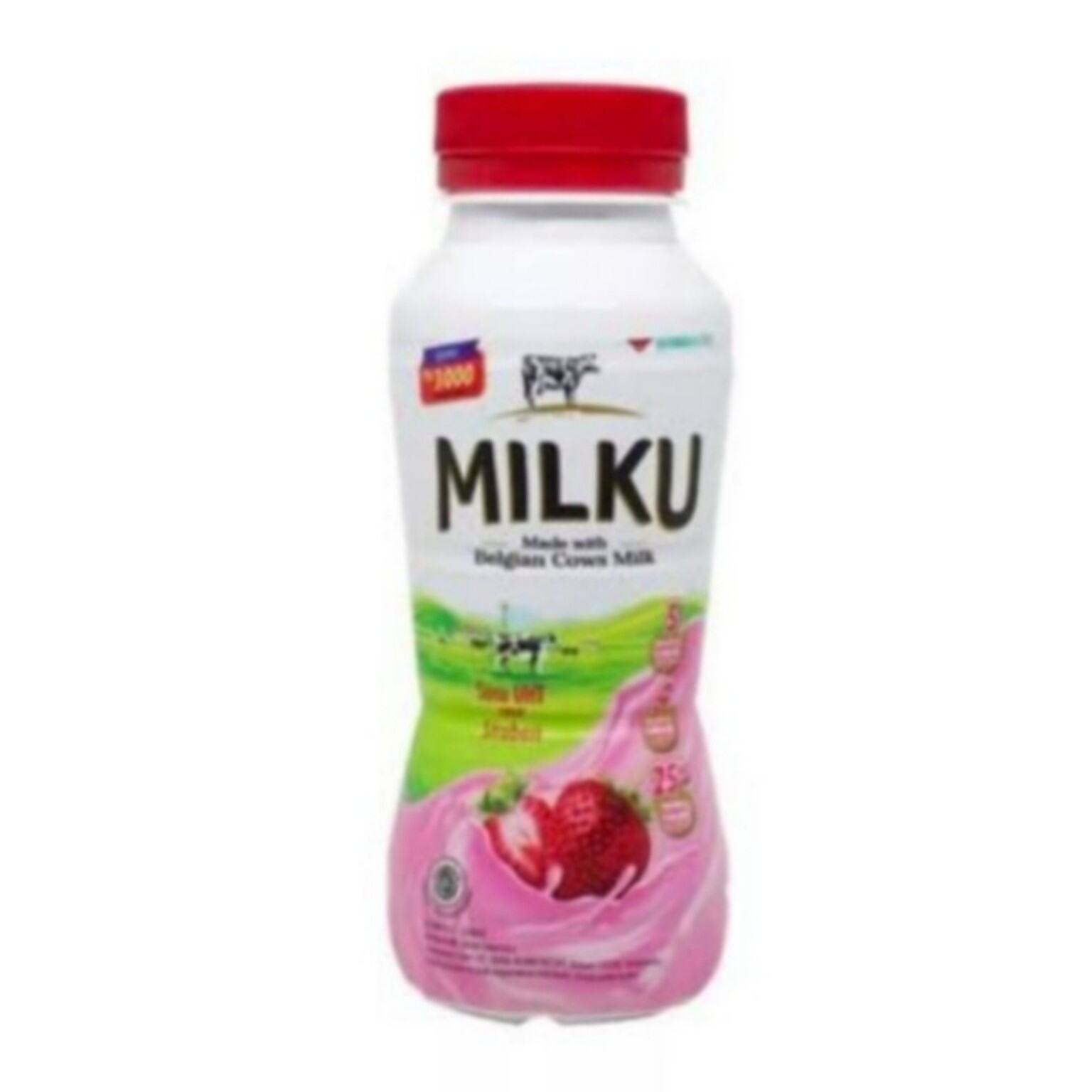Milku susu UHT rasa Strawberry botol 200 ml | Lazada Indonesia