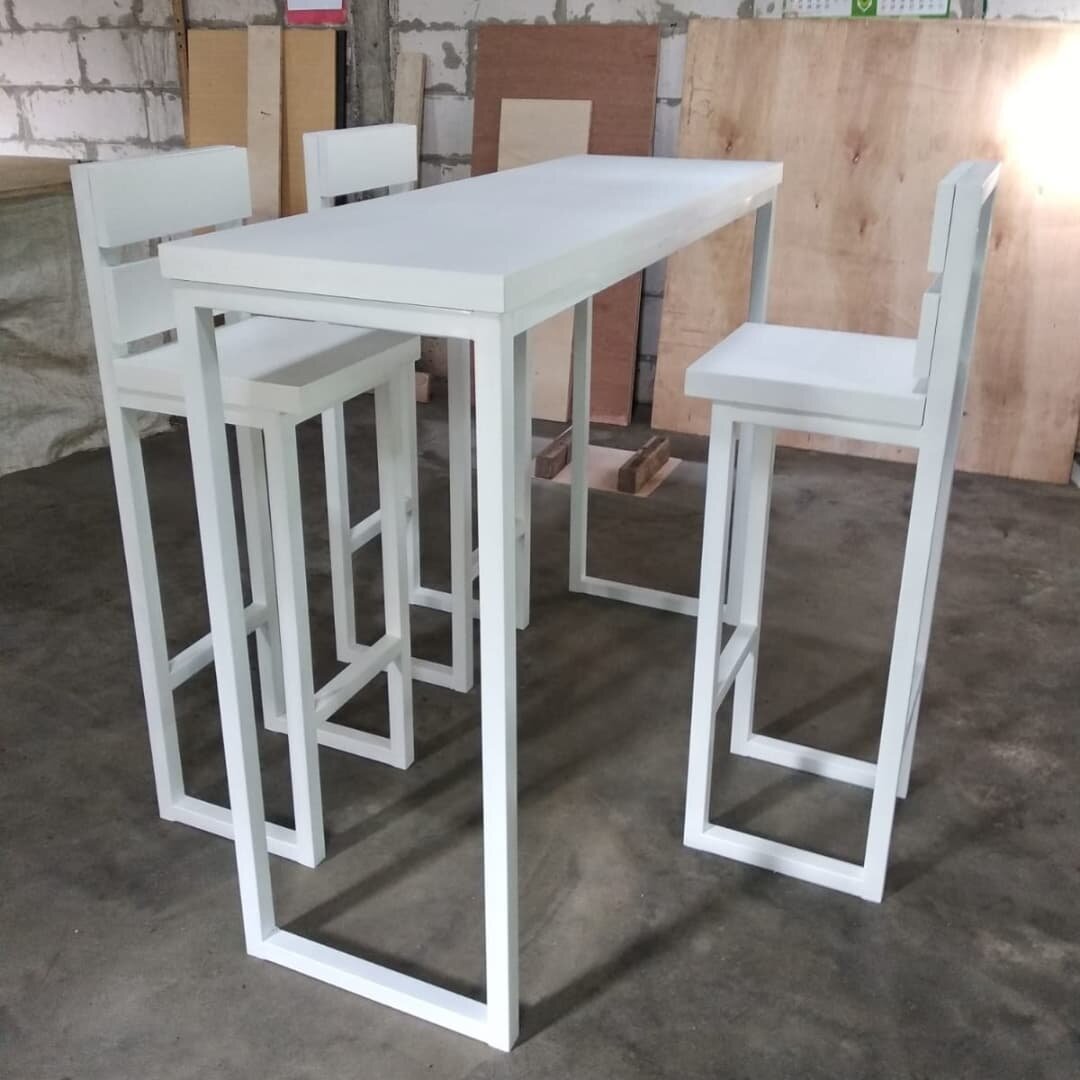 Meja makan putih pcafe coffeeshop resto multipleks kombinasi besi ...