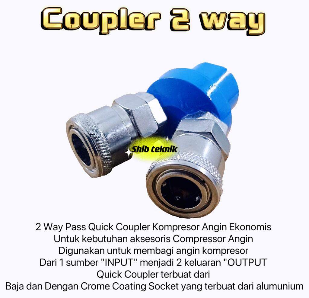 coupler kompresor cabang 2 / coupler 2 way kompresor 1/4 inch | Lazada ...