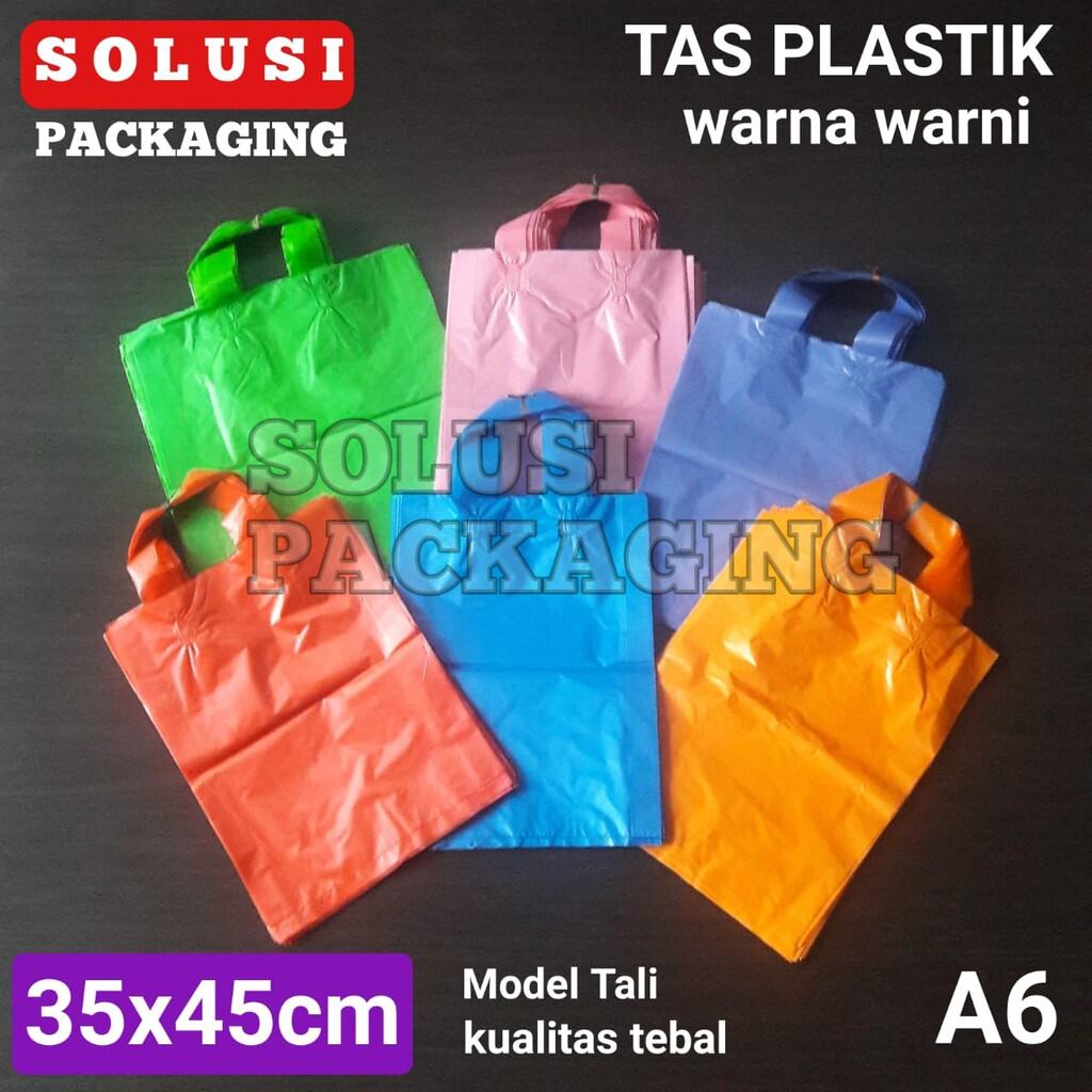 6 pack TAS PLASTIK WARNA 35X45 CM TALI TAS MALL KANTONG PLASTIK BAG TAS ...