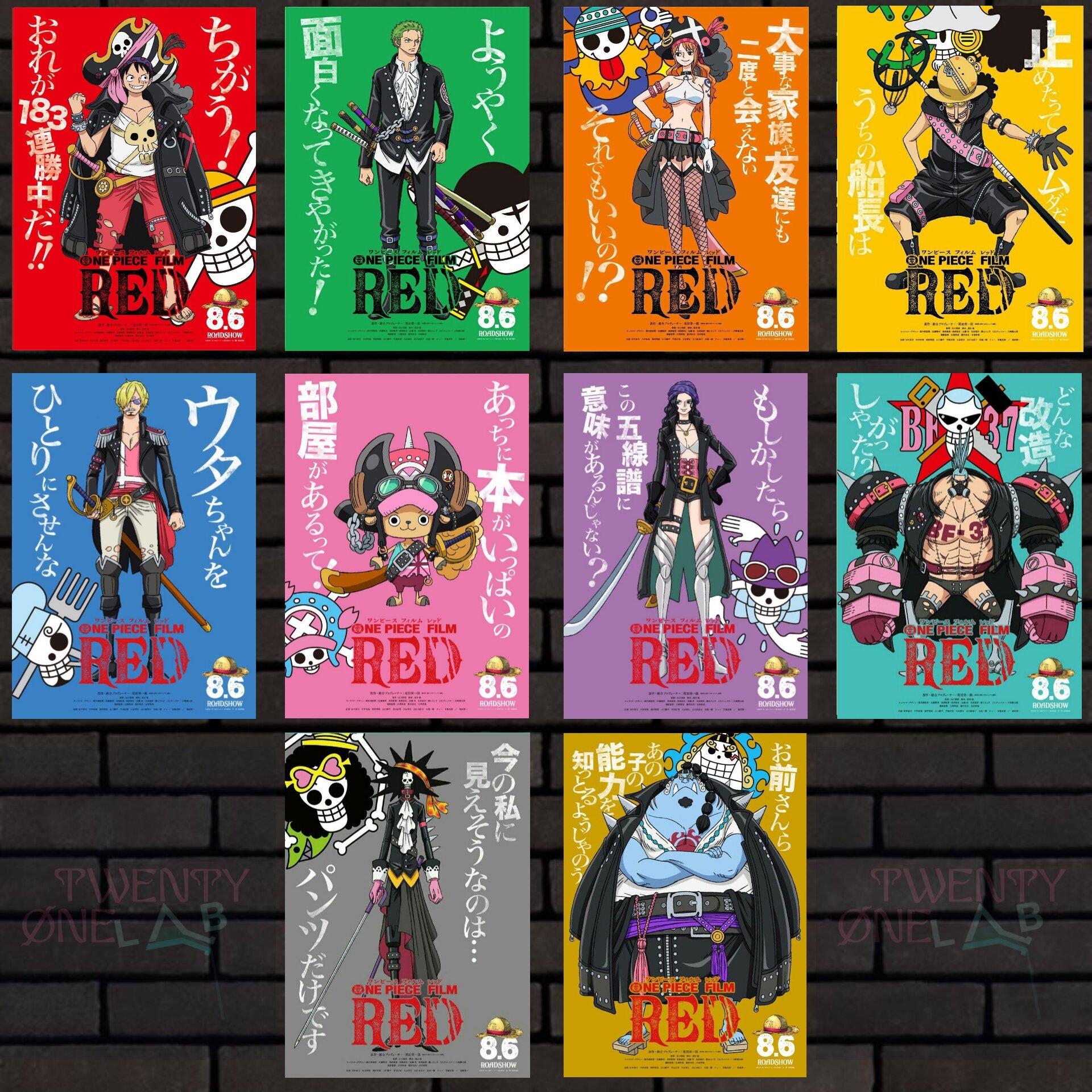 POSTER DINDING ONE PIECE RED KRU MUGIWARA UKURAN A4, 10 LEMBAR +1 ...