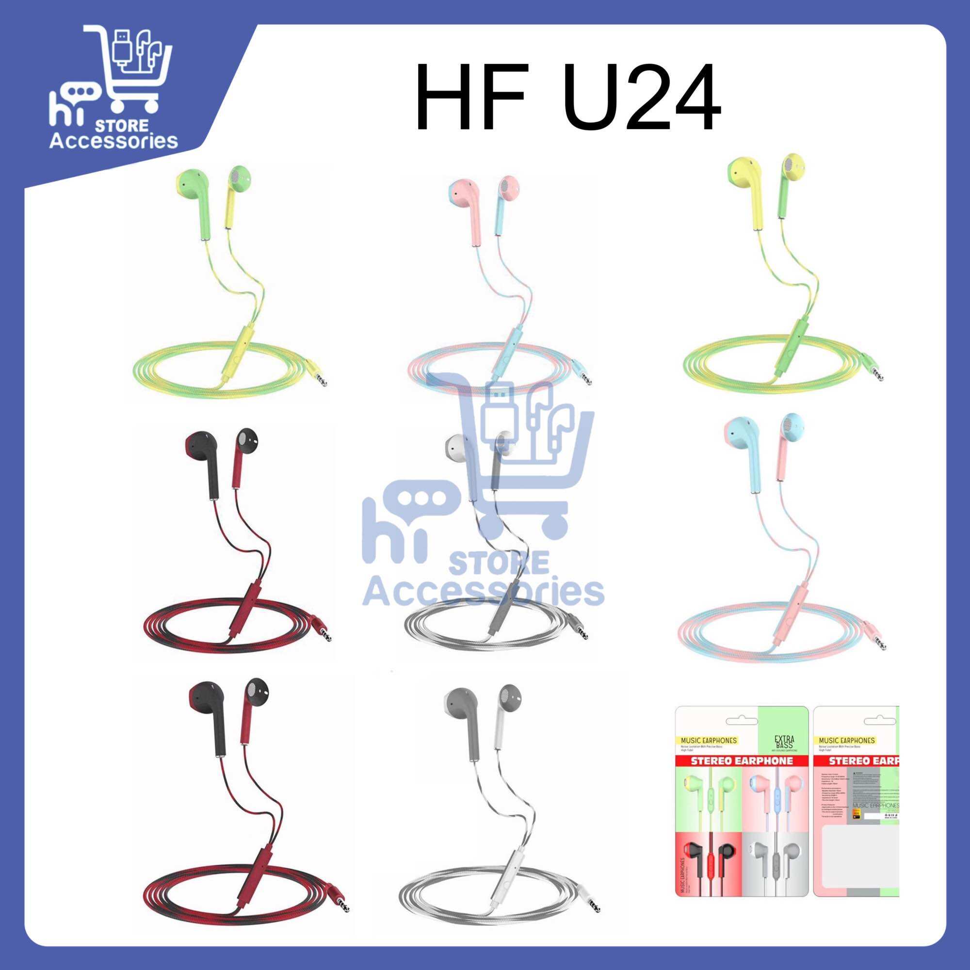 HANDSFREE U24 MACARON 2 TON / EARPHONE MACAROON GLOSSY COLOUR HIFI ...