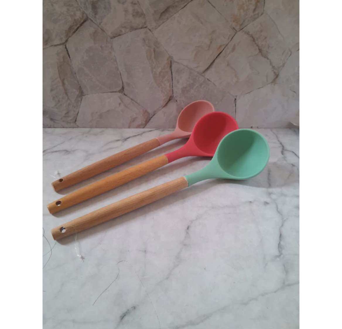 Sendok Sop Silicon Warna Gagang Kayu | Lazada Indonesia