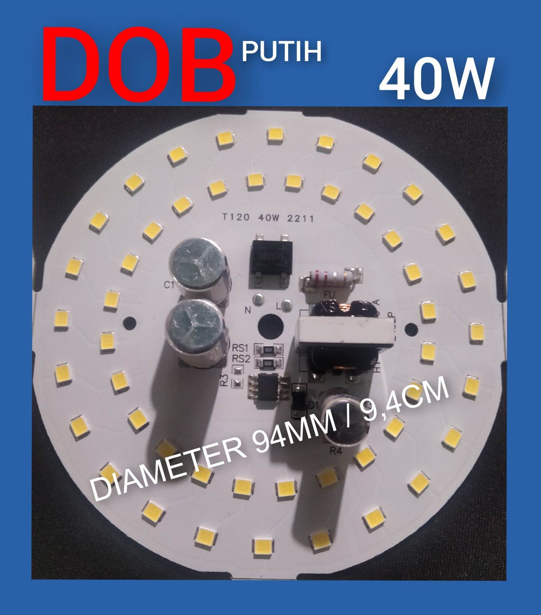 LED AC DOB 40W DIAMETER 94MM/9,4CM PUTIH | Lazada Indonesia