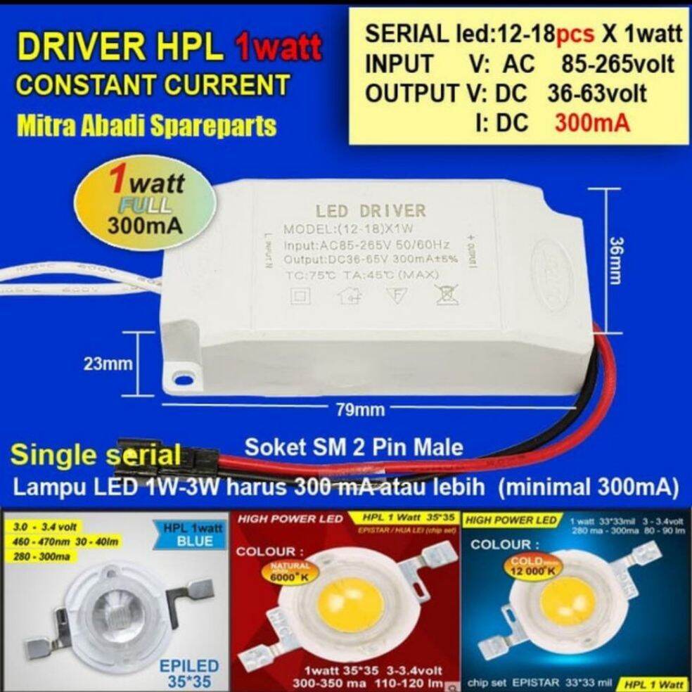 LED Driver Casing Plastik (12-18)x1W 300 mA B1218 | Lazada Indonesia