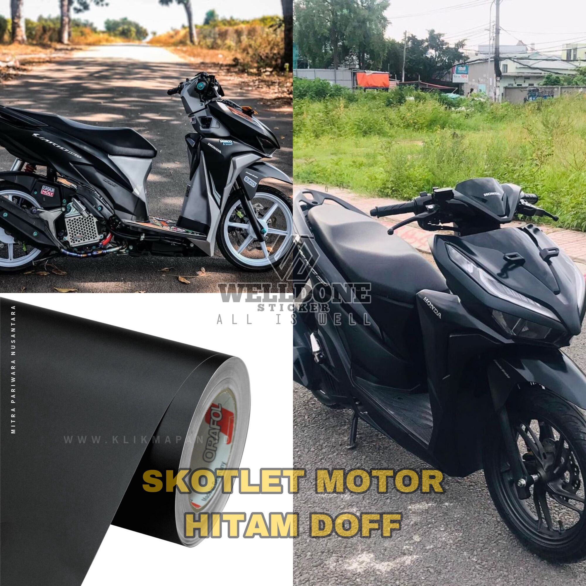 STIKER SKOTLET HITAM DOFF/HITAM PEKAT KUALITAS PREMIUM MUDAH DIPASANG ...