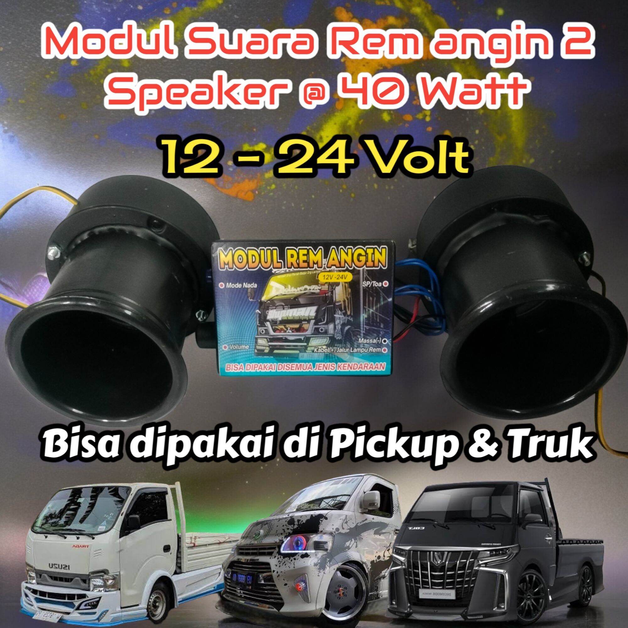 Modul Suara rem angin elektrik 50 Nada 1 & 2 Speaker 12-24 Volt bisa ...