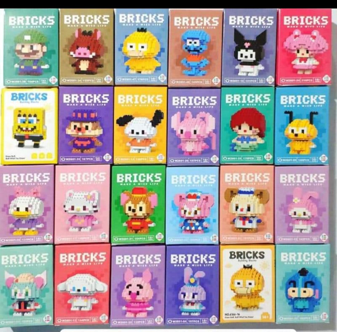 DIY Brick Karakter Kartun Campur Mainan Susun Block Karakter Kartun ...