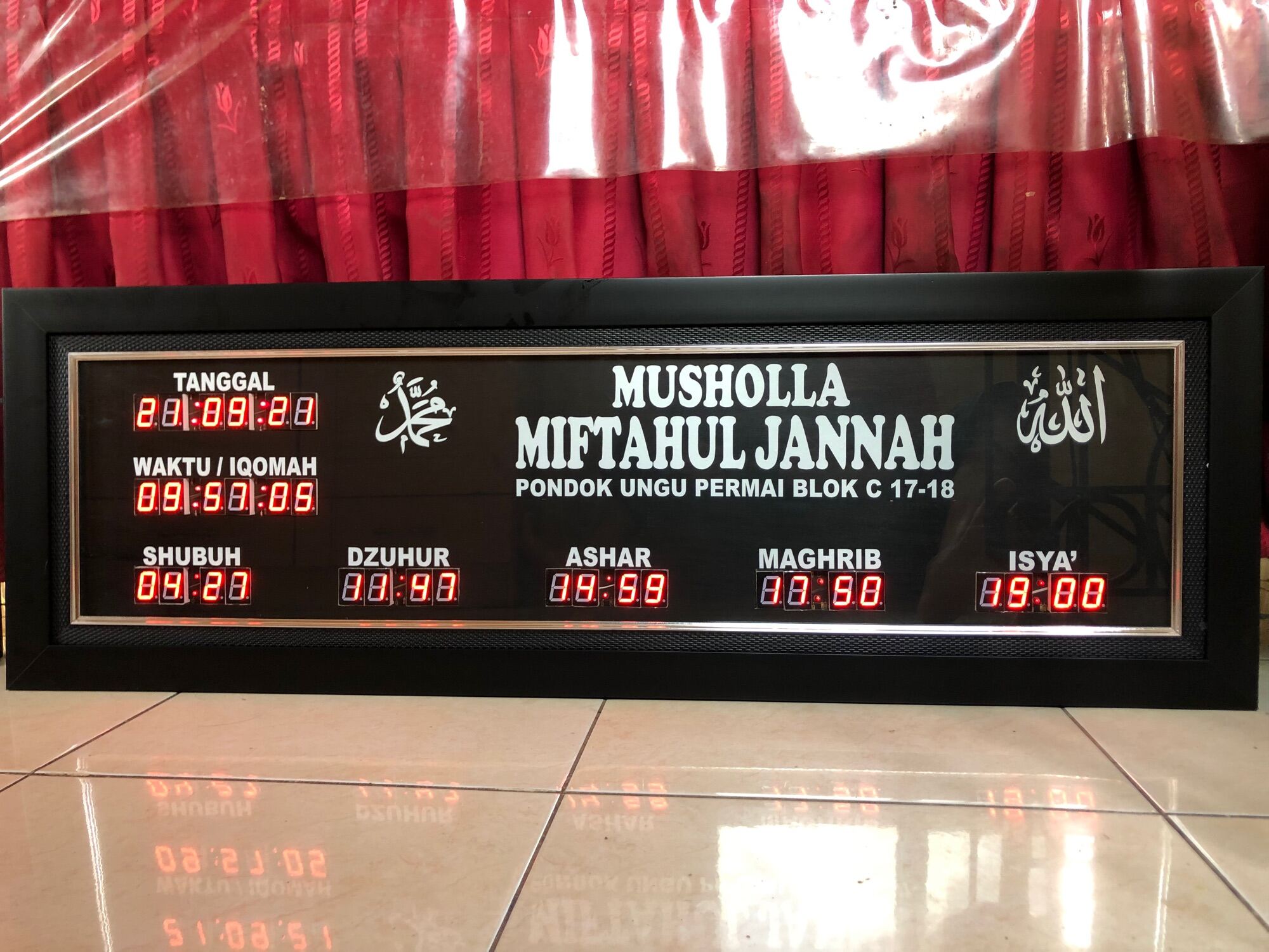 jam sholat digital ukuran 120x40 5 jadwal bingkai minimalis | Lazada ...
