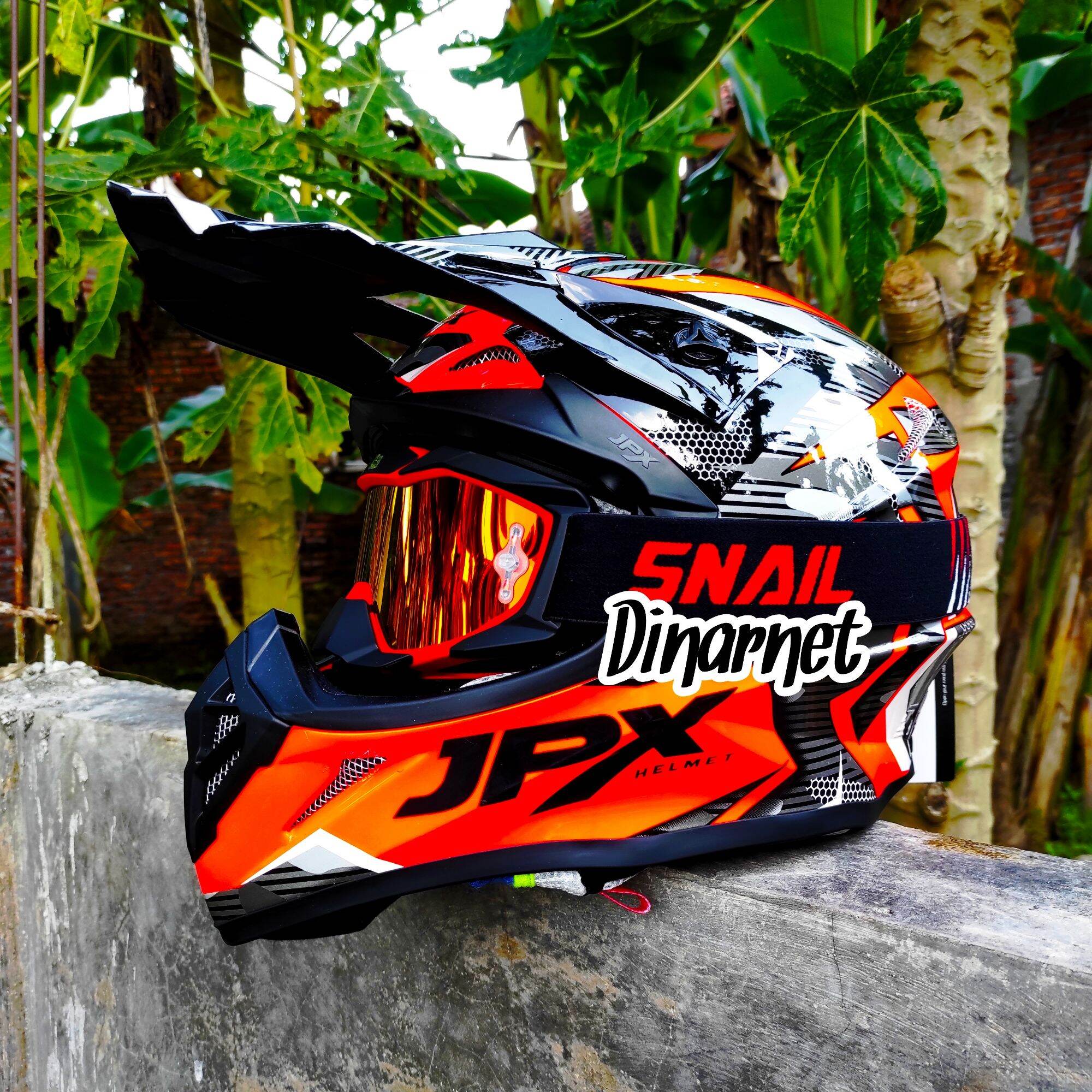Helm Cross Jpx X35 Orange Stabilo Plus Kacamata Goggle Snail Mx36 Merah ...