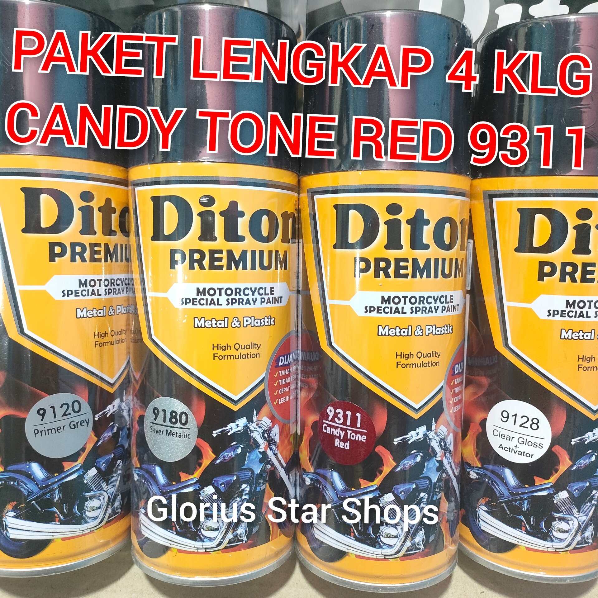Pilok Cat Diton Premium Paket Lengkap 4 Kaleng 400cc Candy Tone Red ...