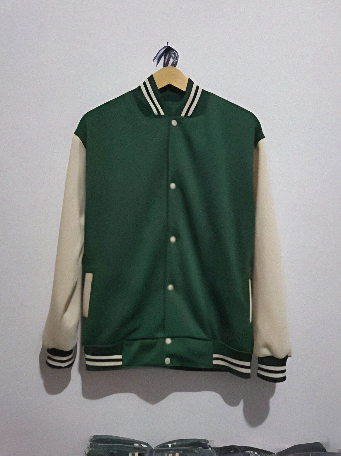 Jaket BaseBall Varsity Biru Putih kancing/Jacket Baseball pria dan ...