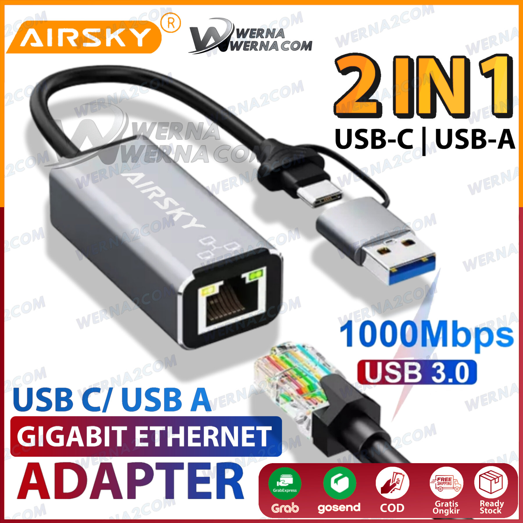 Airsky Usb 3 0 To Gigabit Ethernet Adapter Airsky Hc 72q Lazada Indonesia