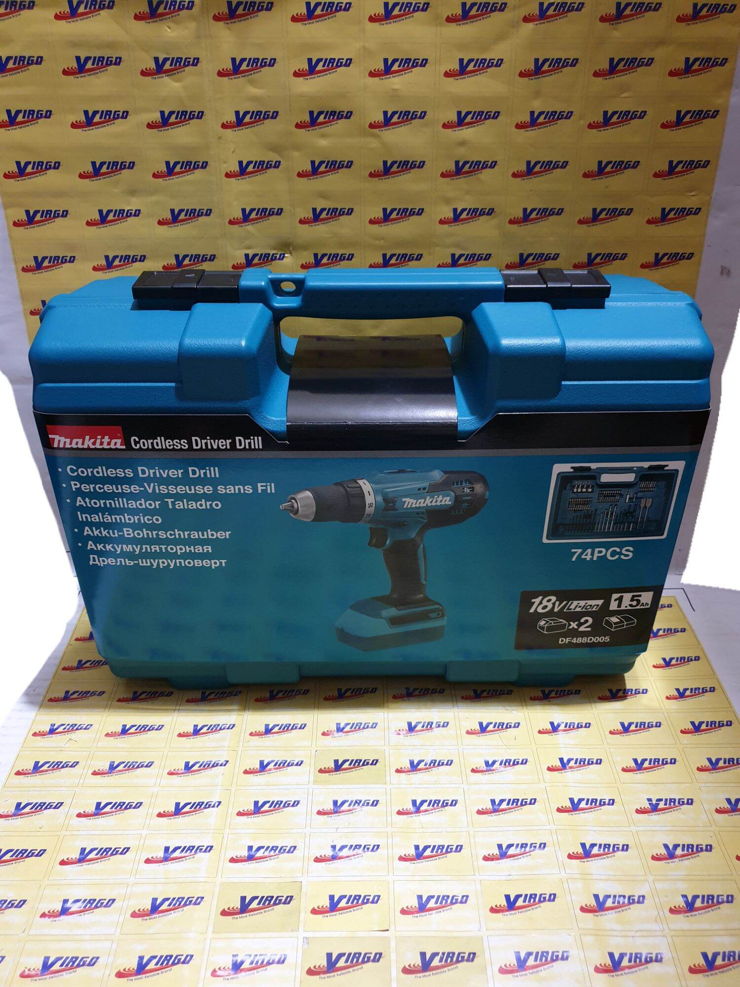 MAKITA DF 488 D005 MESIN BOR BATERAI CORDLESS DRILL 18V 1.5Ah + MATA ...