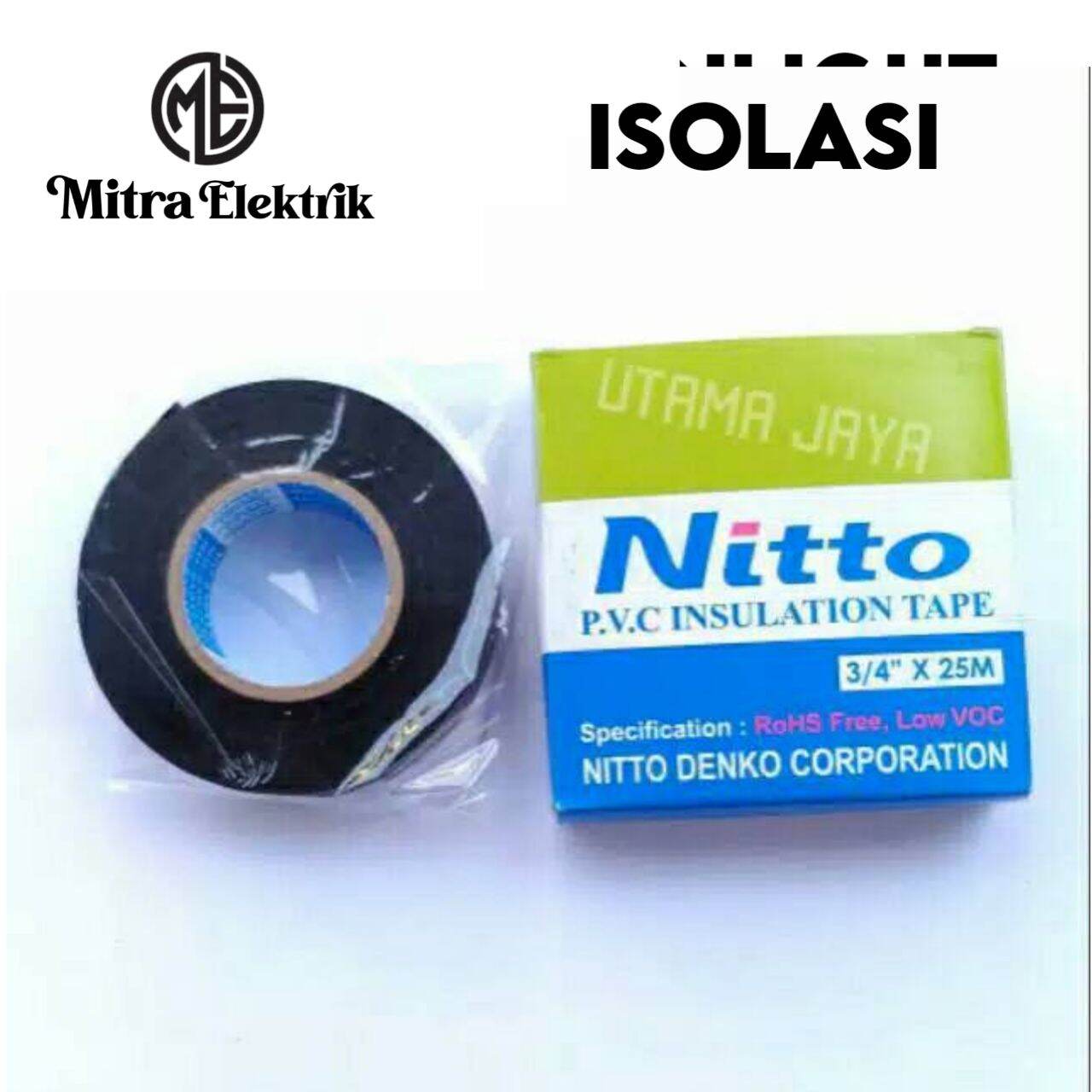 Isolasi Nitto Solasi Warna hitam tape lakban listrik hitam 25m SNI ...