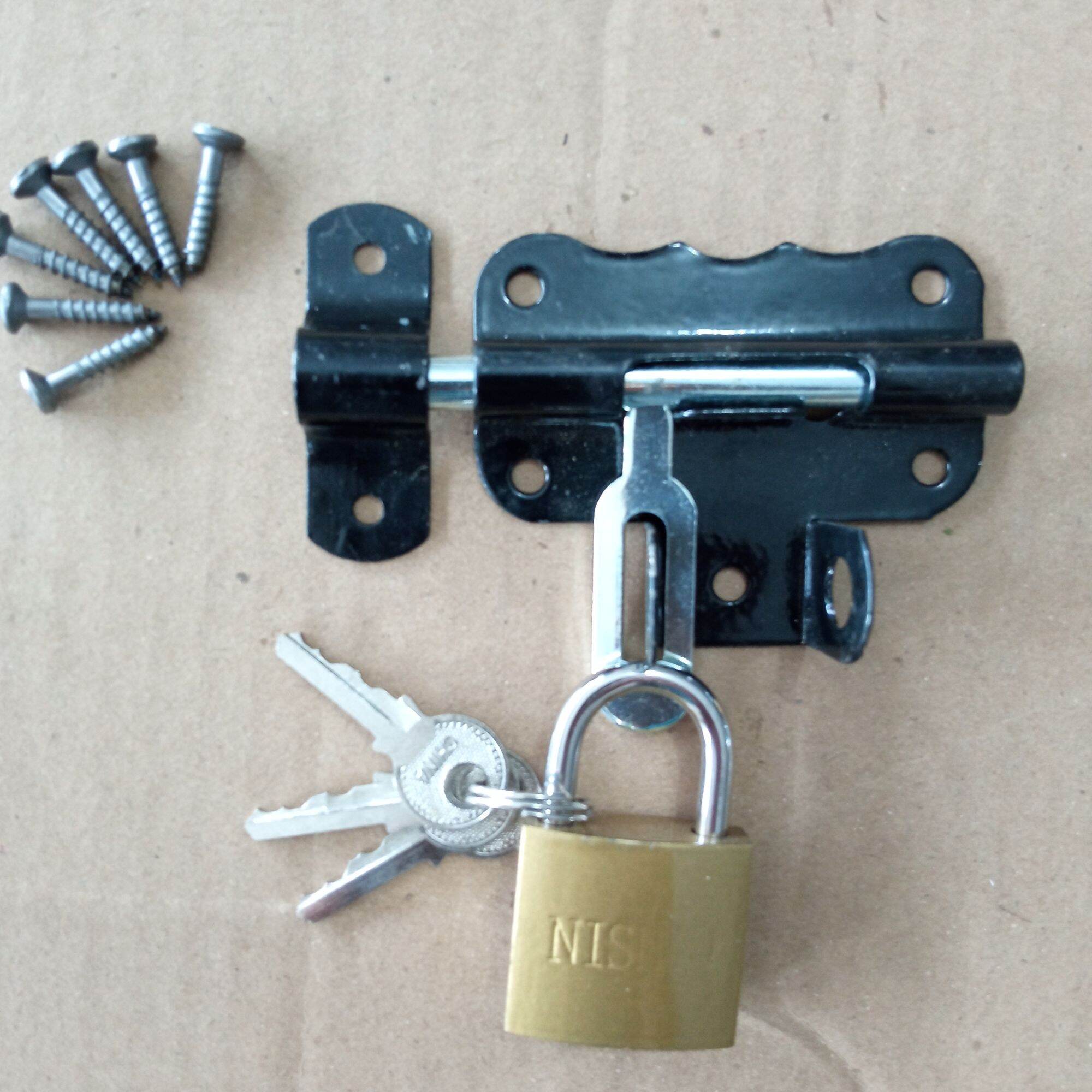 Grendel overval 3 inch plus Gembok plus skrup / Grendel overval plus ...