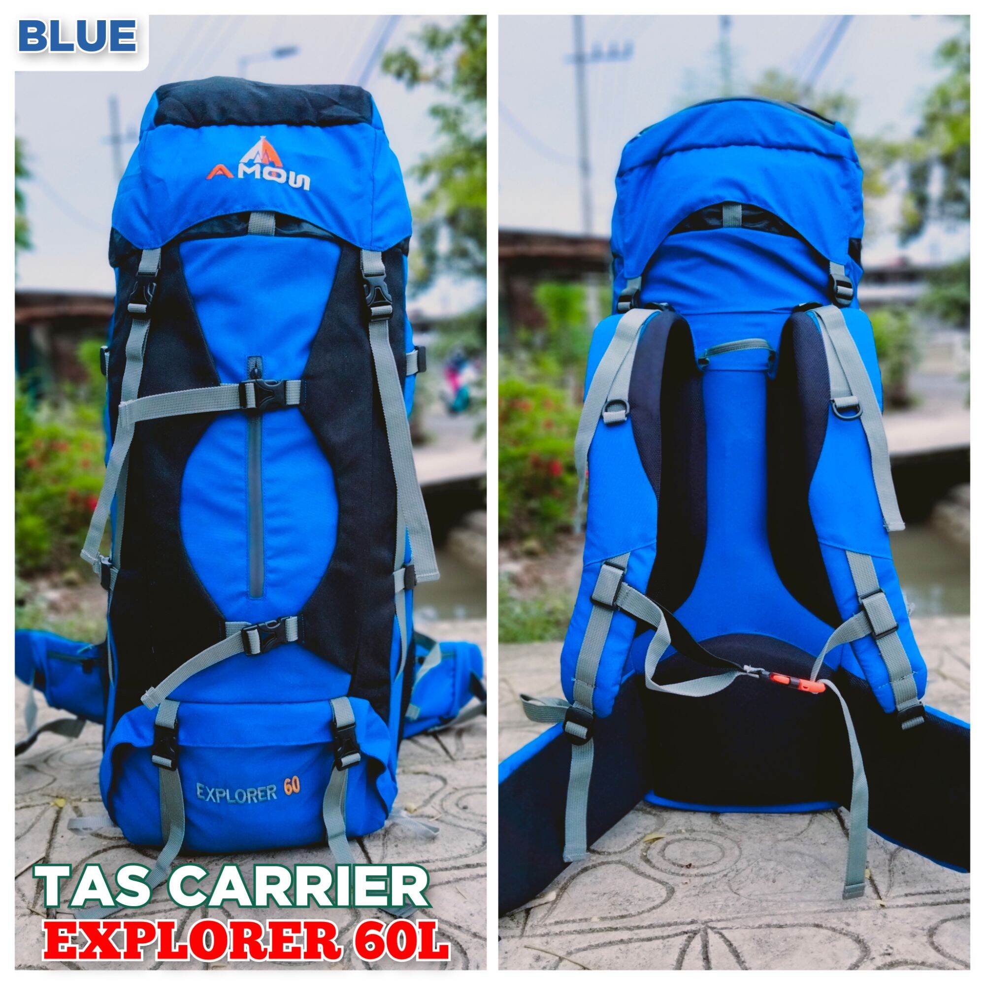 Tas Carrier Pendaki Gunung 60 Liter up 70 Liter - 65L+5 - Frame Besi ...