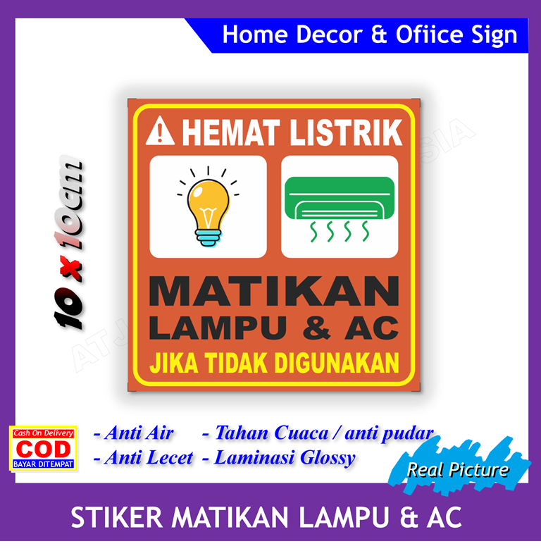 Stiker matikan lampu dan AC jika tidak digunakan sticker hemat energi ...