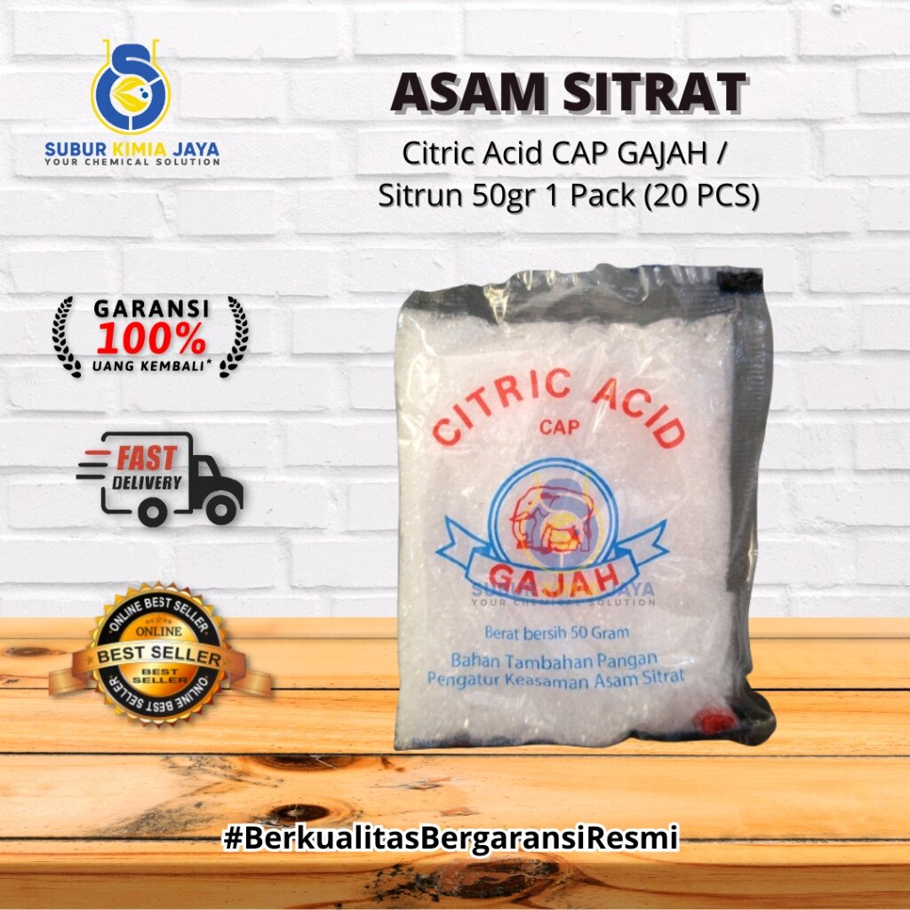 Garam asam citric acid Cap Gajah 50 gram (1 Sachet) / Citric Acid Cap ...