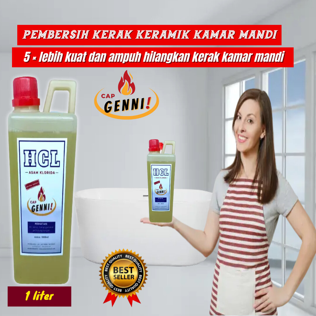 HCL PEMBERSIH KERAK KAMAR MANDI / PORSELEN 1 LITER Pembersih Kerak 5X Lebih Kuat Untuk Kamar ...