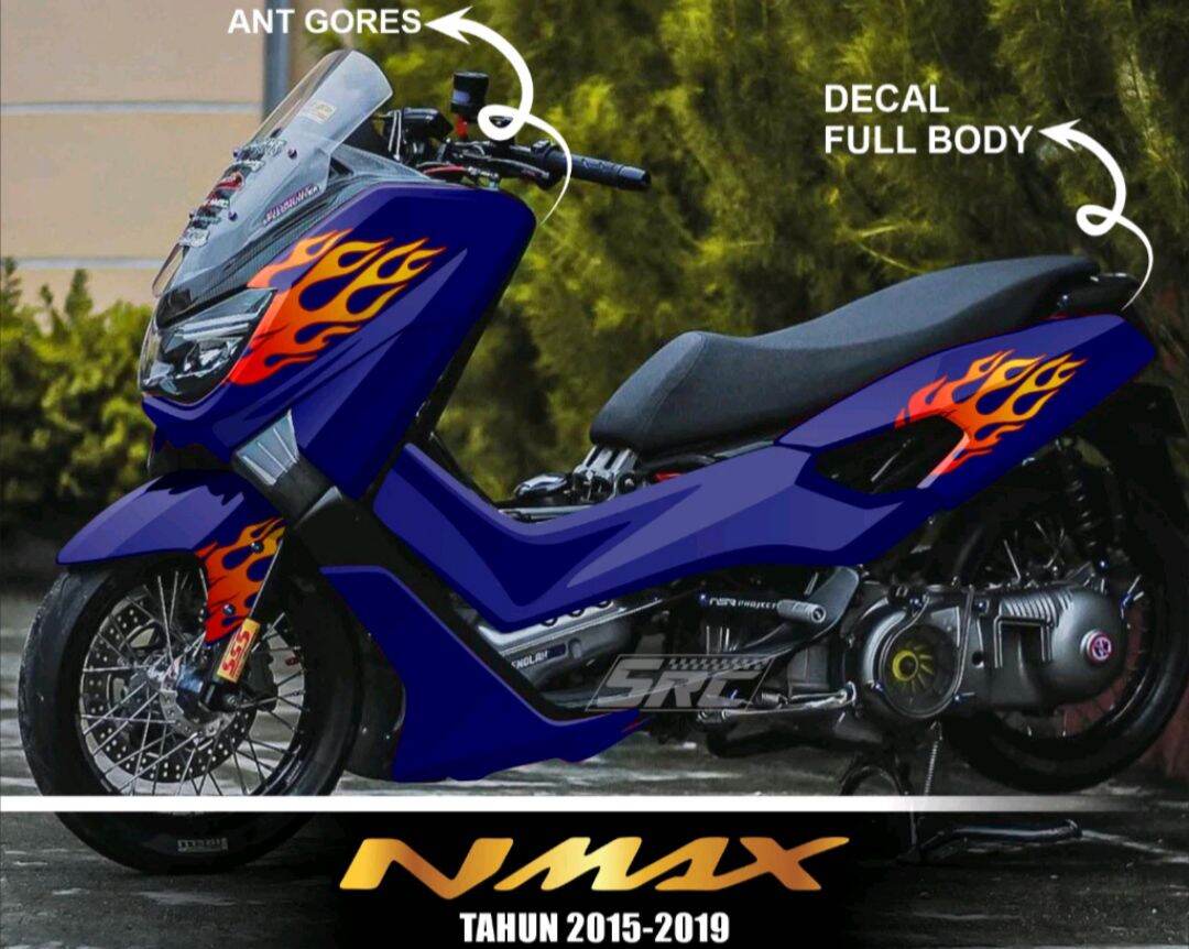 stiker decal nmax old full body motif api warna putih | Lazada Indonesia