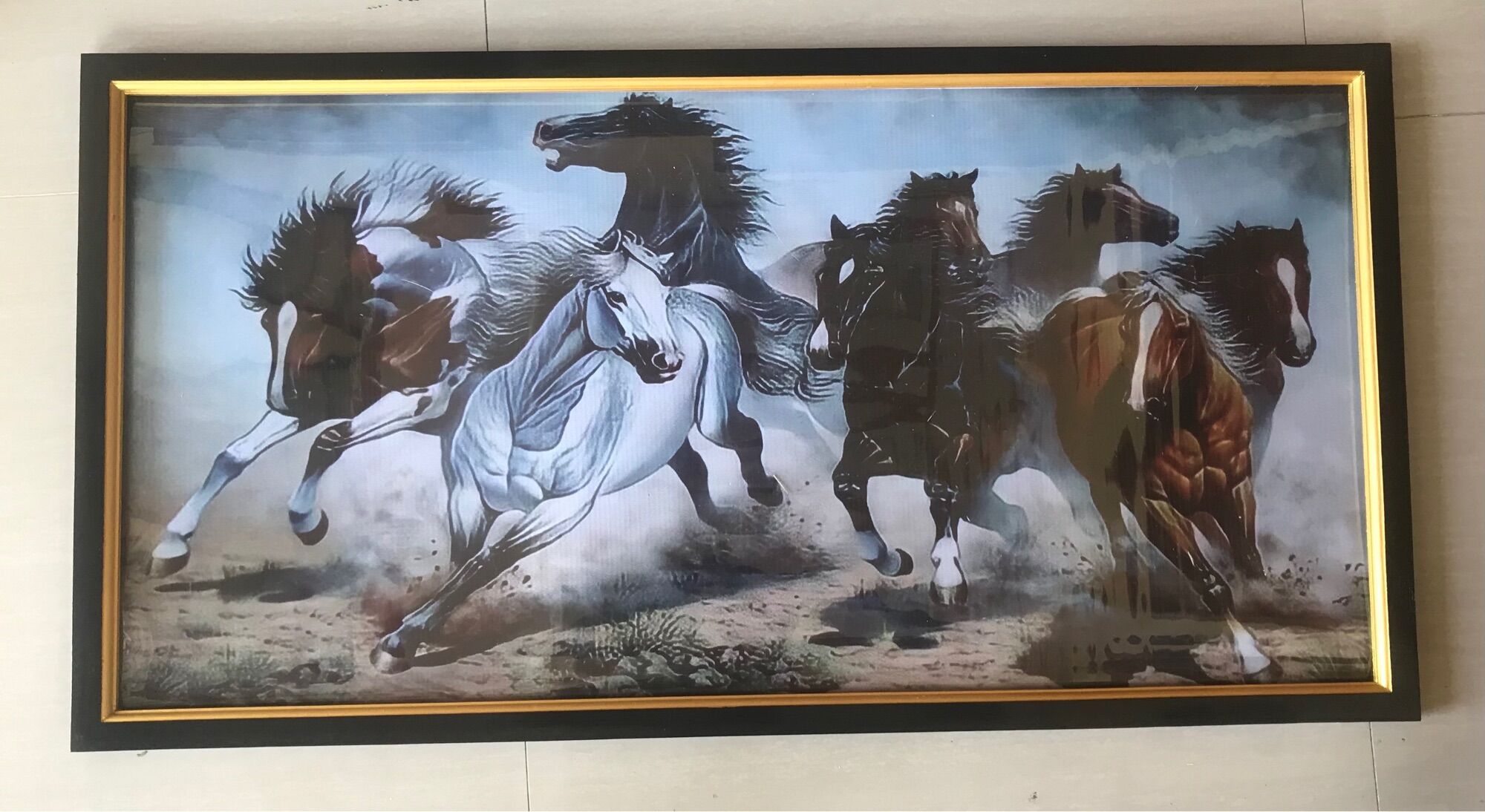 Hiasan Dinding Cetak Gambar Lukisan Kuda Berlari plus bingkai ukuran ...