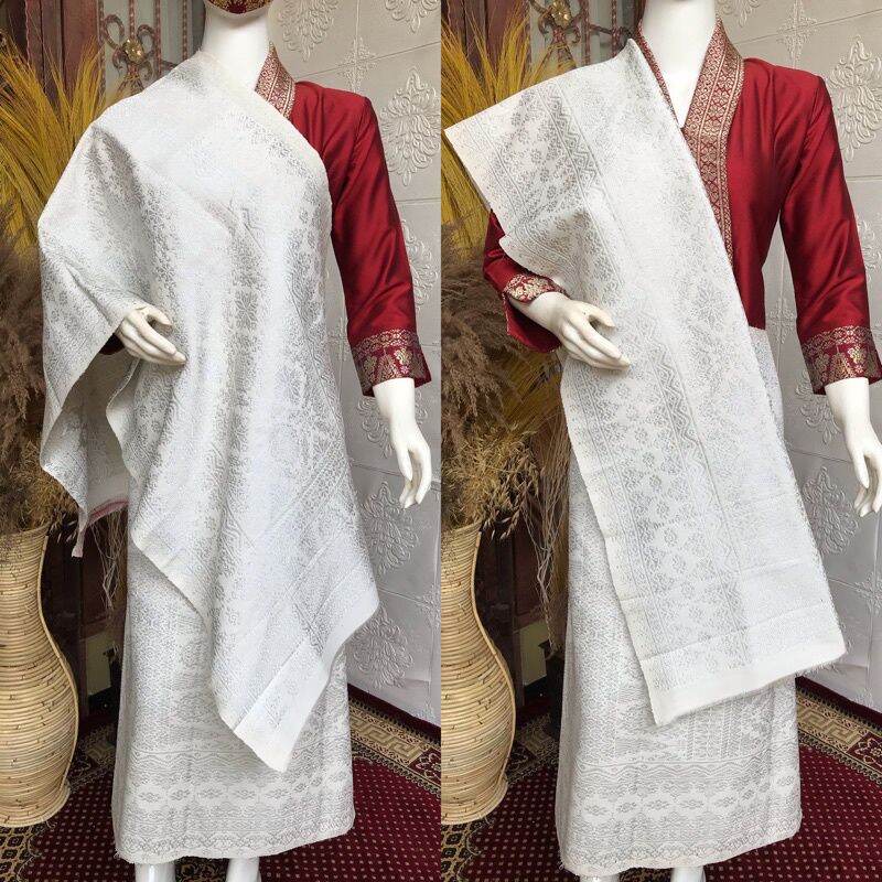 Songket Lepus Putih silver / Songket Tenun Palembang asli | Lazada ...
