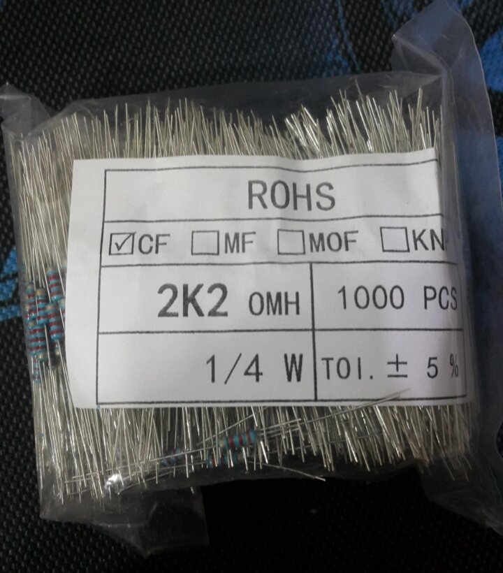 Resistor 1/4 Watt Tersedia Ukuran 2K2 dan 1K Harga 1500 dapat 20 pcs ...