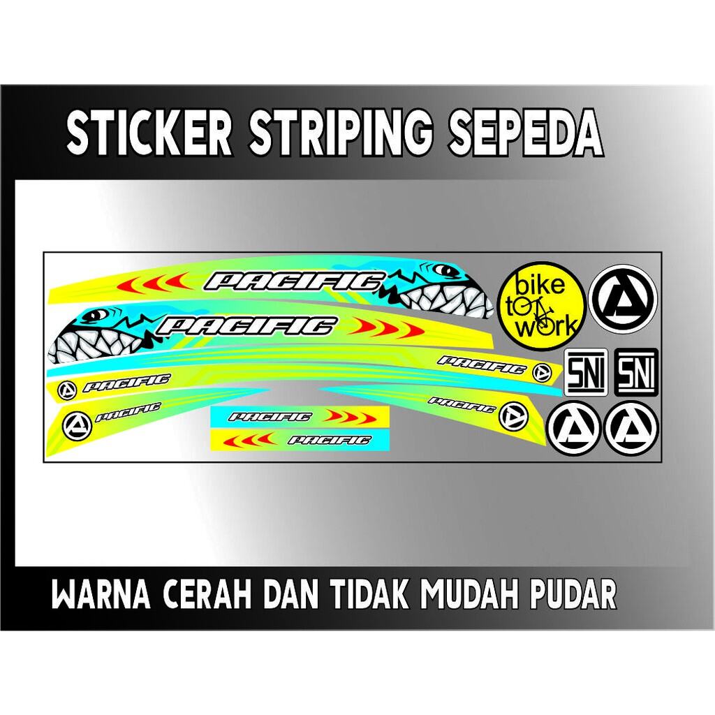 STICKER SEPEDA LIPAT PACIFIC WARNA BIRU TOSKA WARNA AWET DAN TAHAN LAMA ...