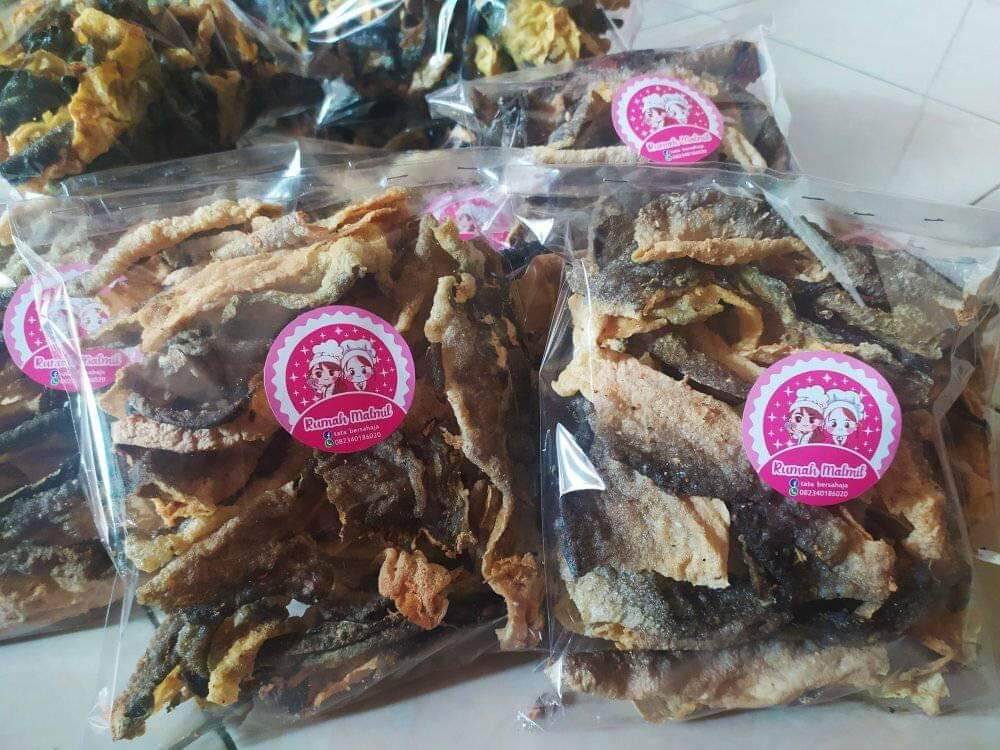 kerupuk kulit ikan salmon keripik ikan salmon skin crackers matang ...