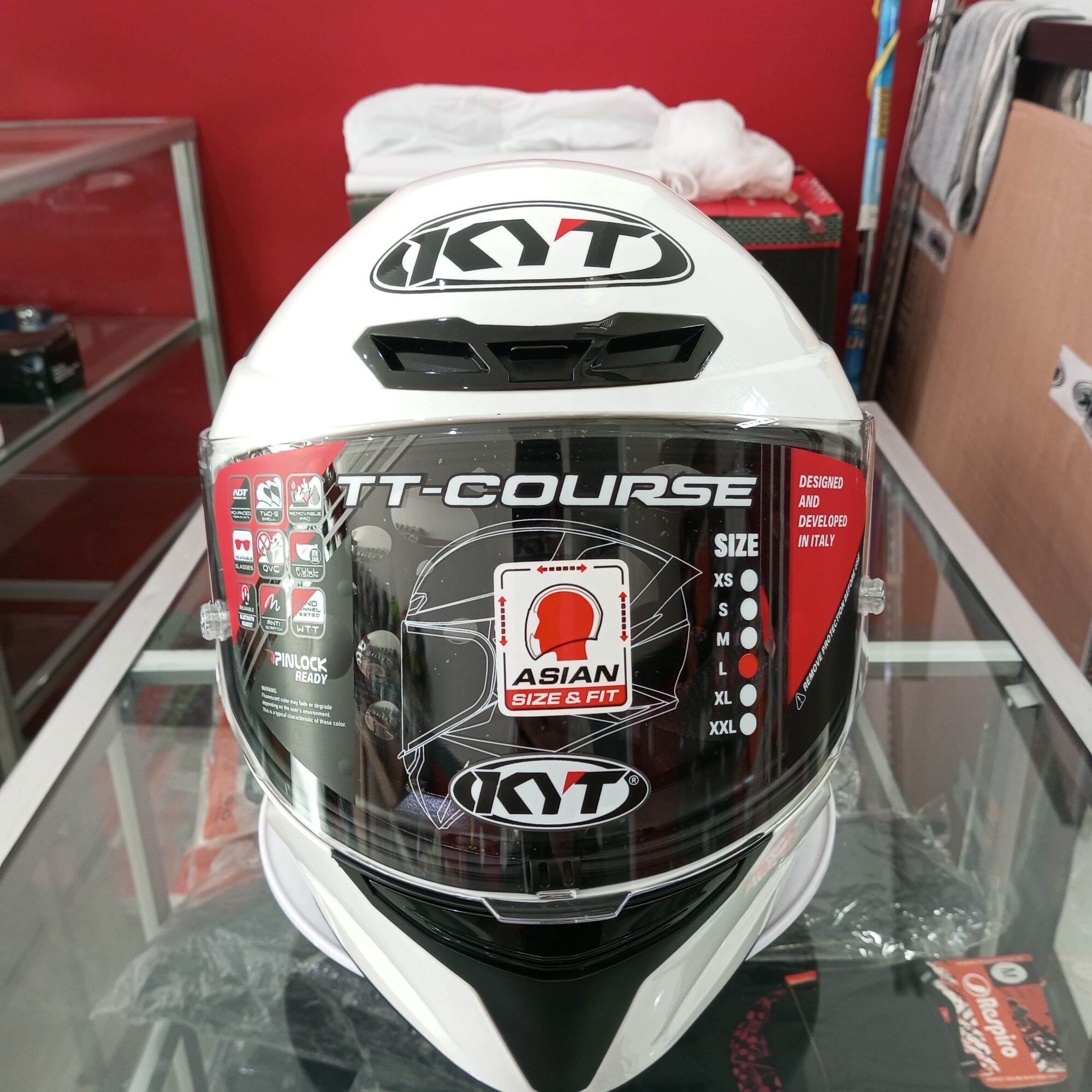 Helm KYT TT Course Solid Plain White Original | Lazada Indonesia