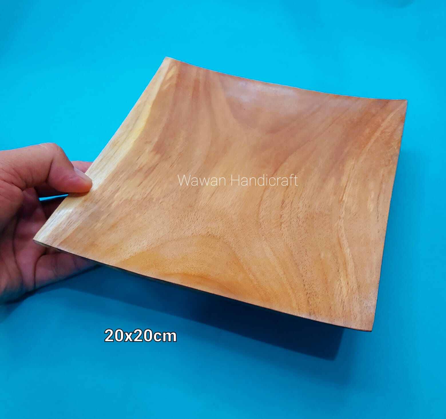 piring kayu/piring saji/sushi/piring cekung/placemat 20x20cm kayu jati ...
