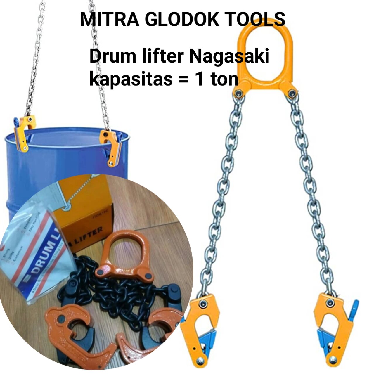 Drum lifter kapasitas 1 Ton alat angkat Drum 1 ton merek Nagasaki chain ...